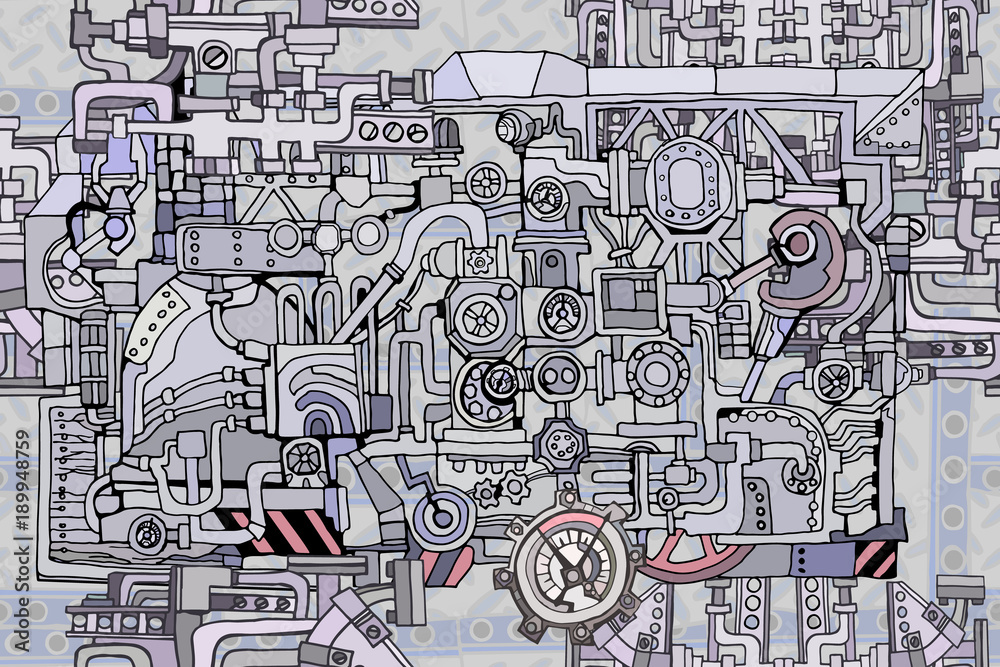 Vector seamless pattern. Abstract industry or steampunk background ...