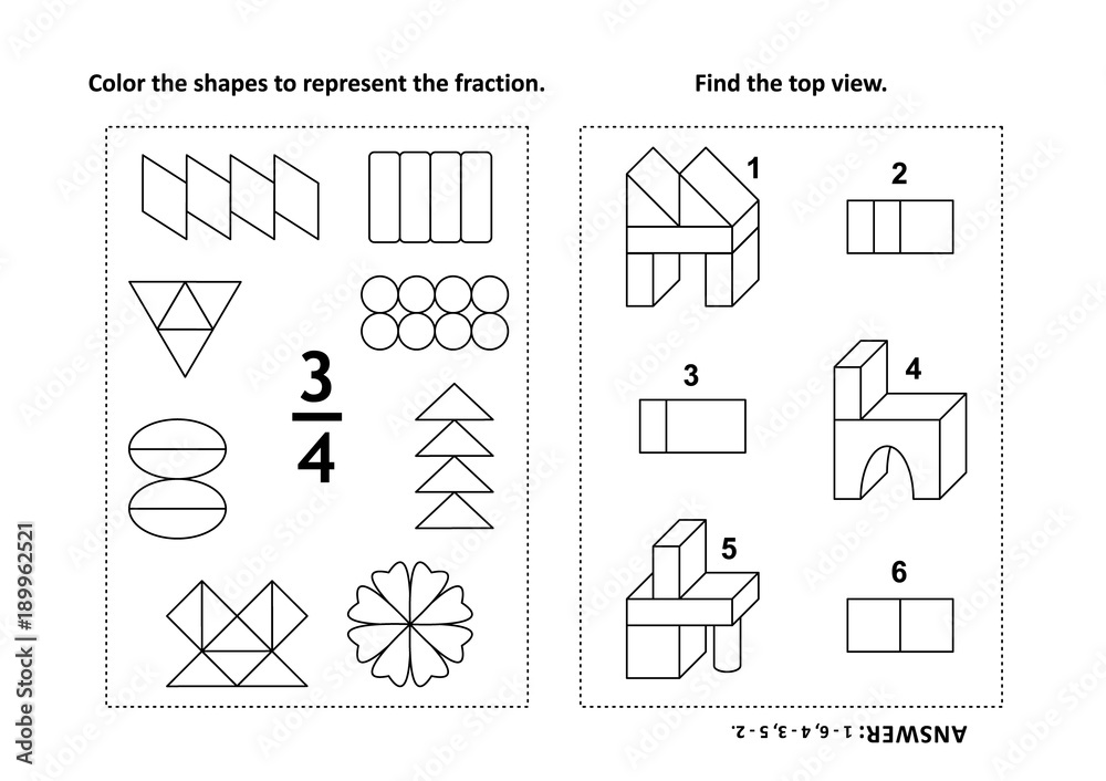 Two visual math puzzles and coloring pages. Color the shapes to ...