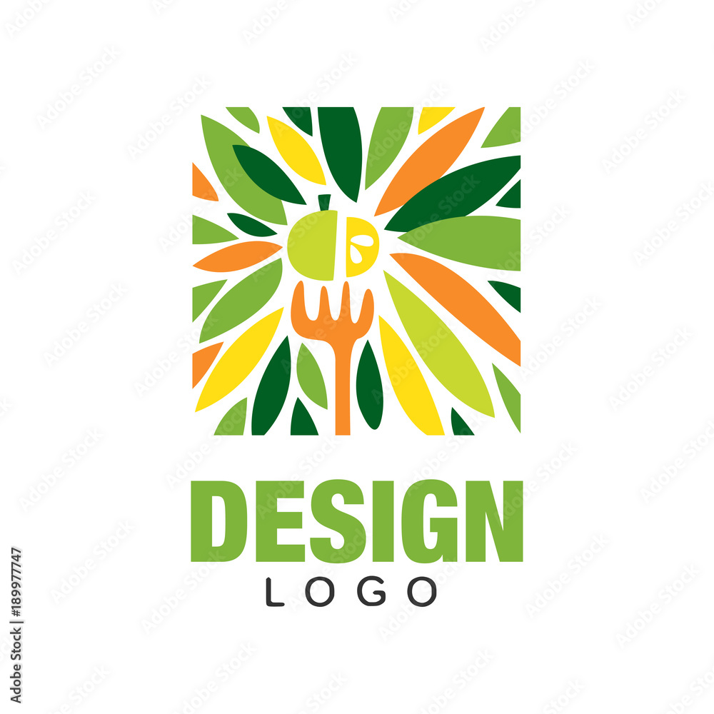 Colorful fruit logo. Healthy food concept. Original label template in ...