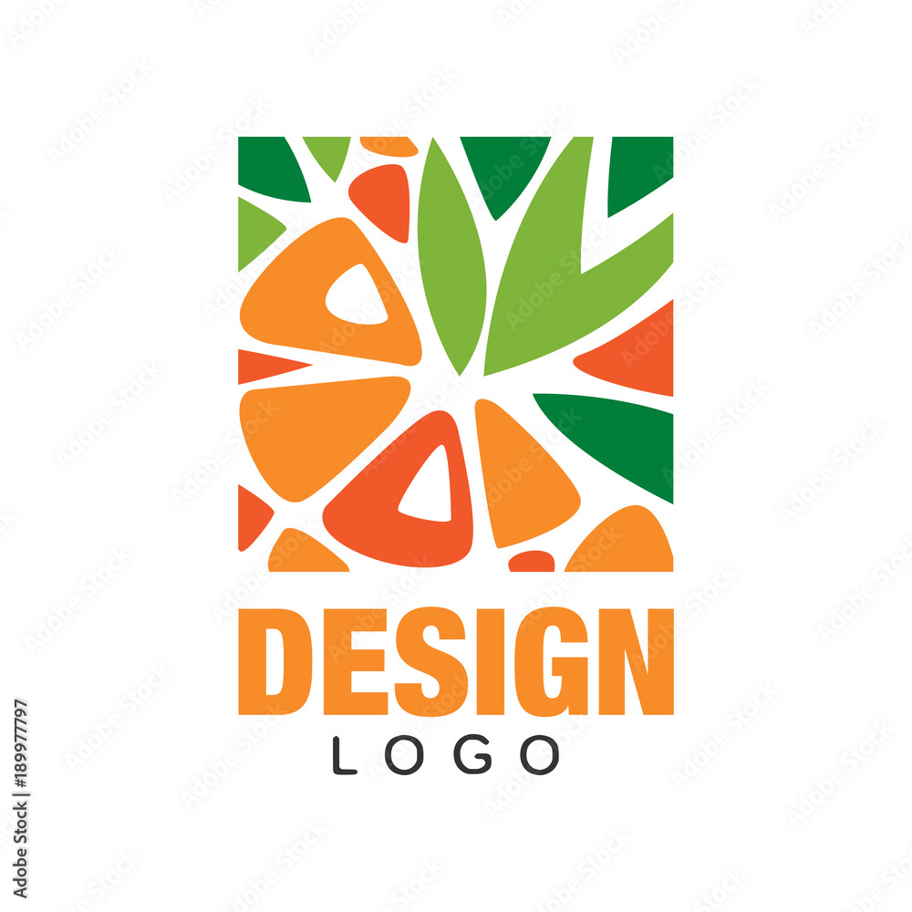 Abstract fruit logo template. Colorful flat vector design for organic ...