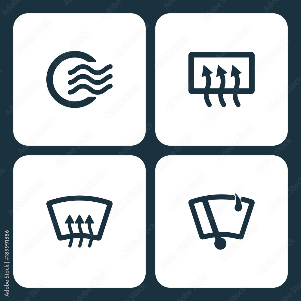 Vector Illustration Set Car Dashboard Icons. Elements Air dashboard ...