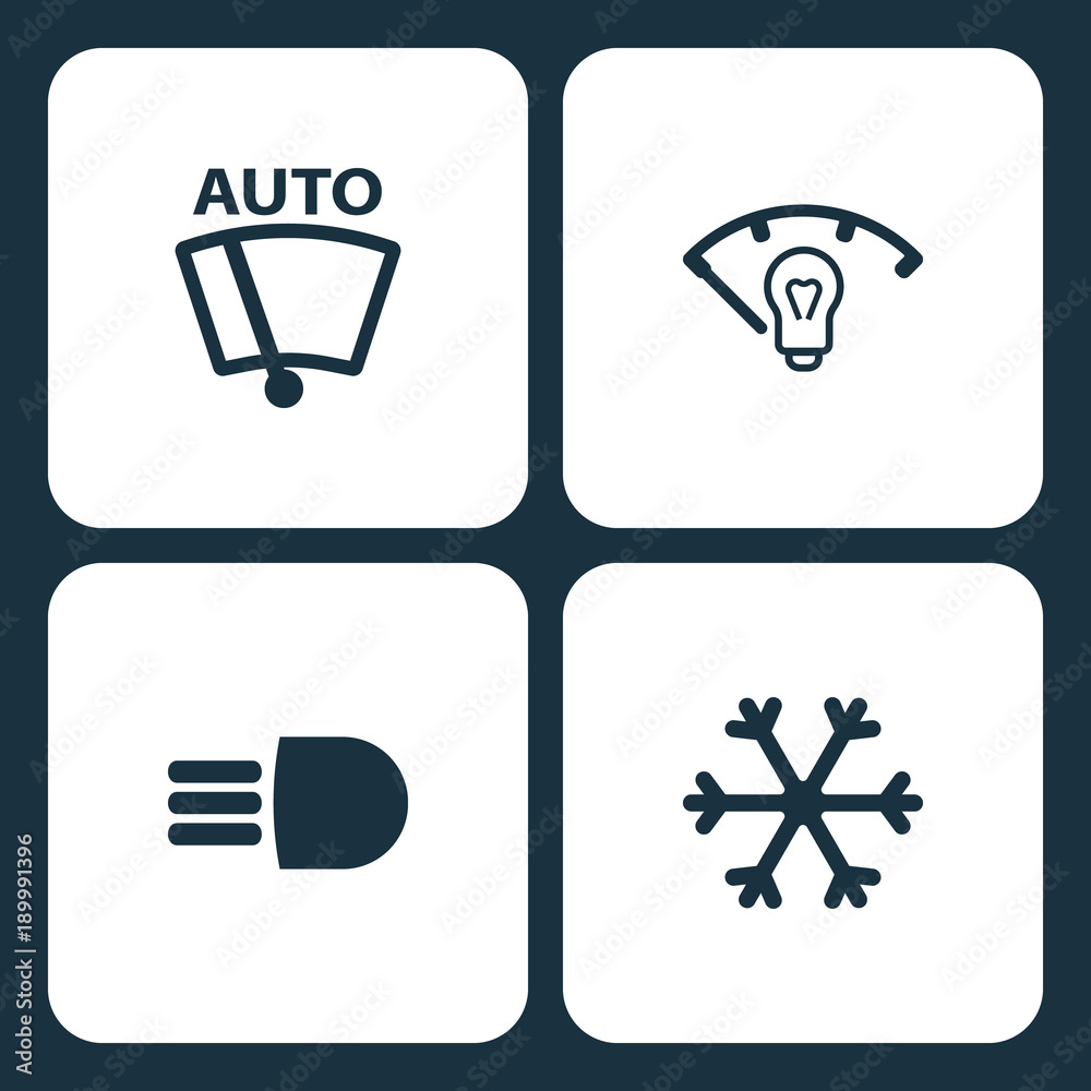 Vector Illustration Set Car Dashboard Icons. Elements Vector Windshield ...