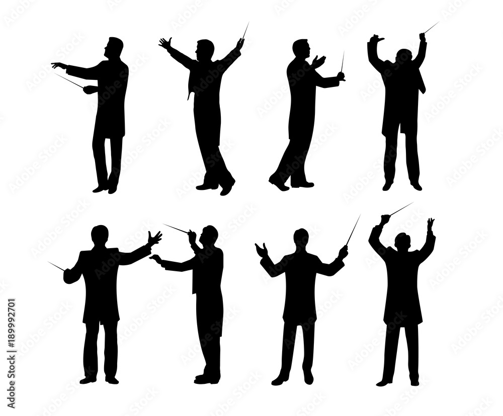 Silhouette of conductor set vector illustration. Stock Vector | Adobe Stock