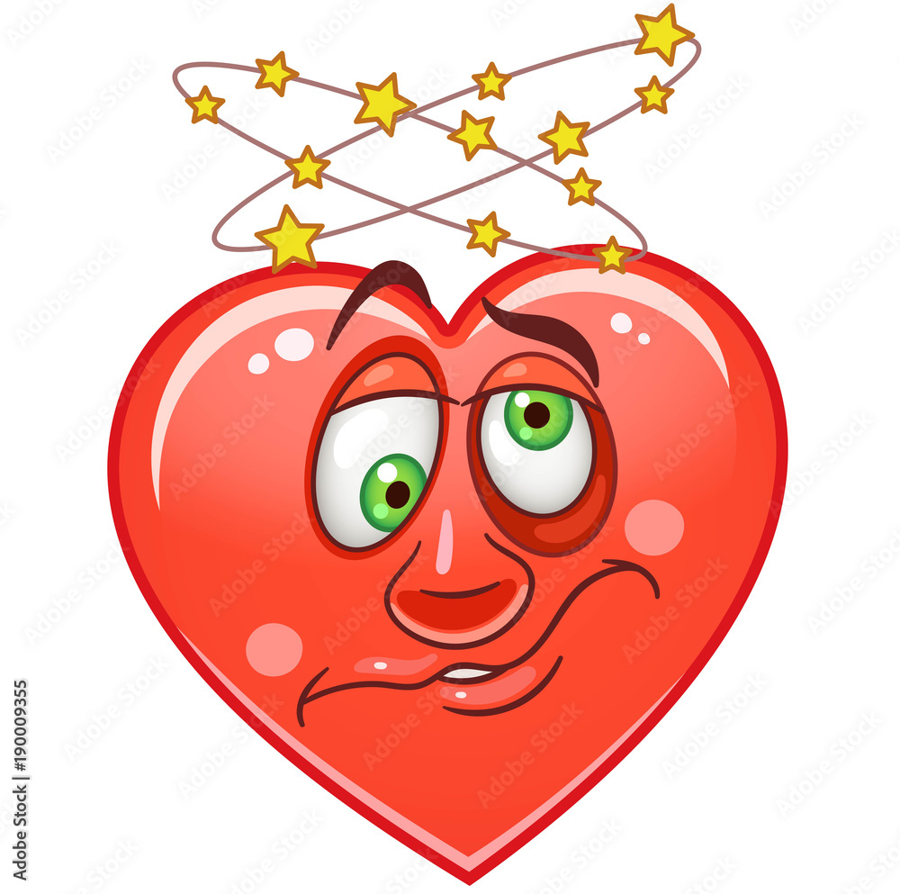 Vetor do Stock: Cartoon red Heart with dizzy. Emoticons. Smiley. Emoji ...