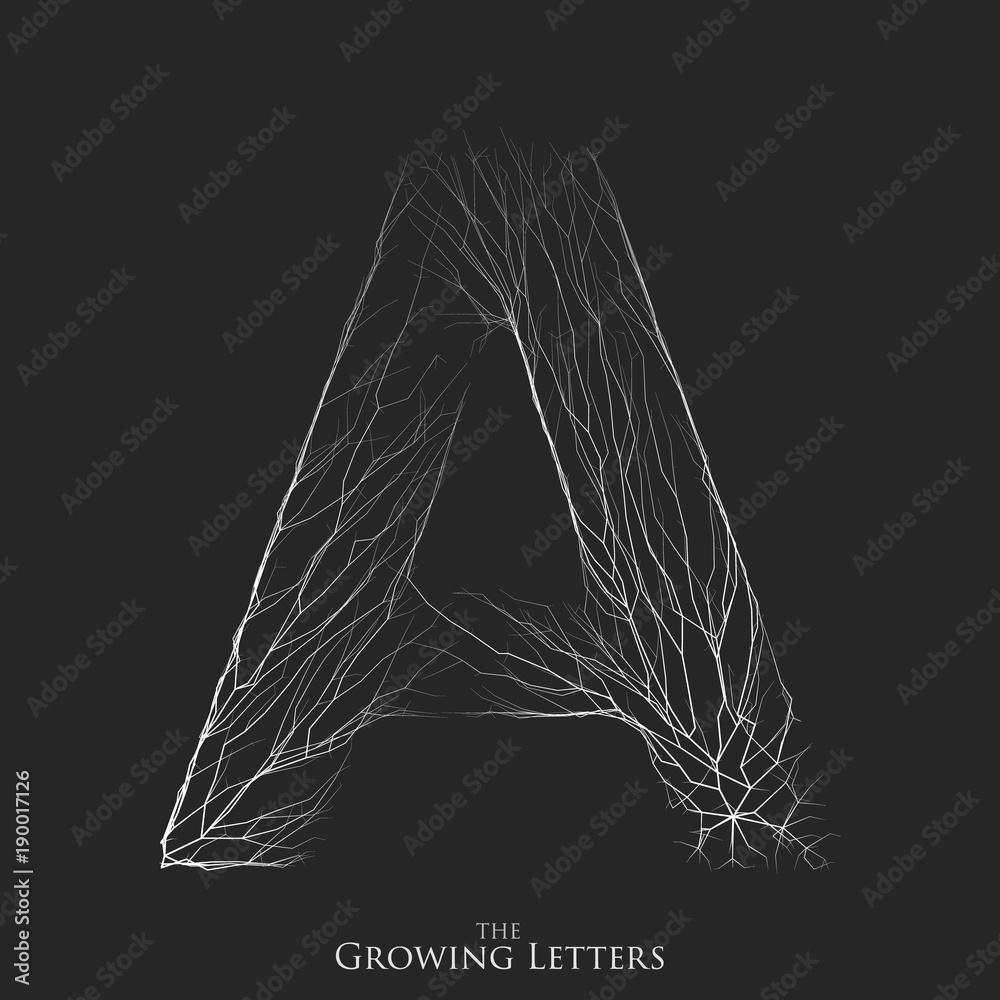 Vector letter A of branch or cracked alphabet. A symbol consisting of ...