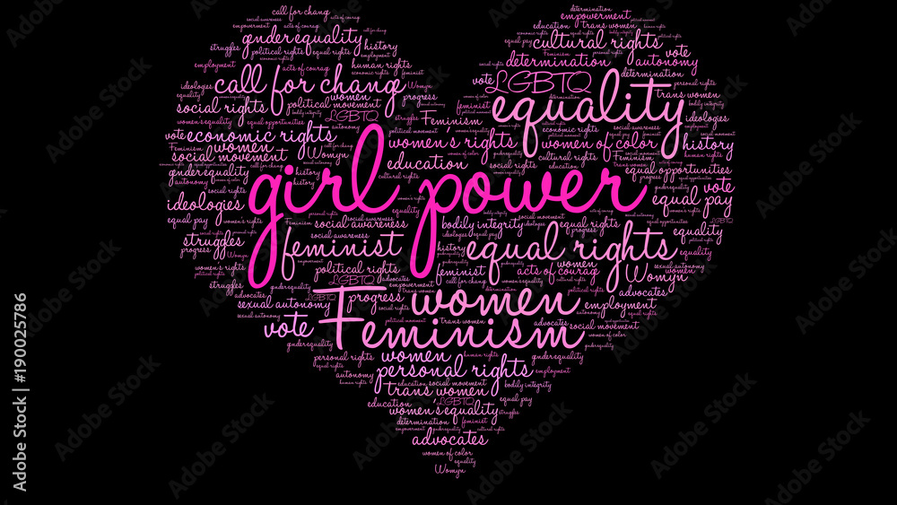 Girl Power word cloud on a black background. Stock Vector | Adobe Stock