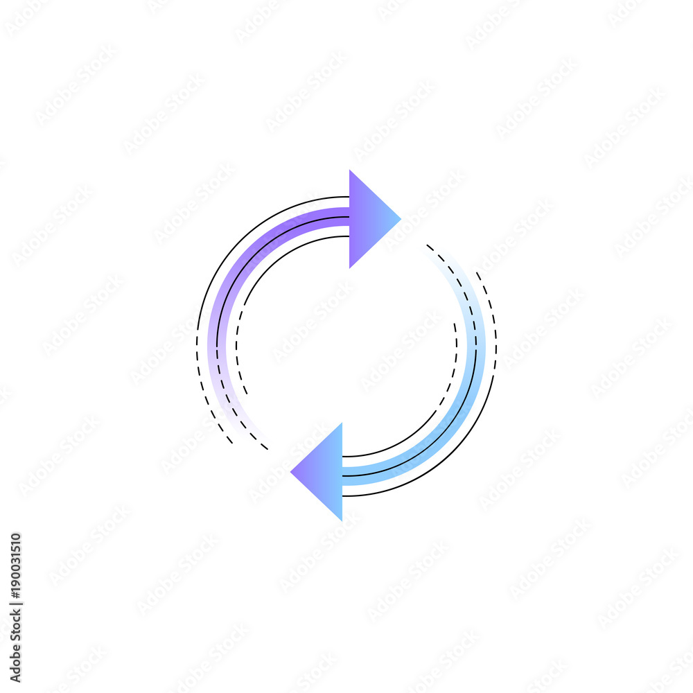 Neon rotation arrow vector line icon isolated on white background ...