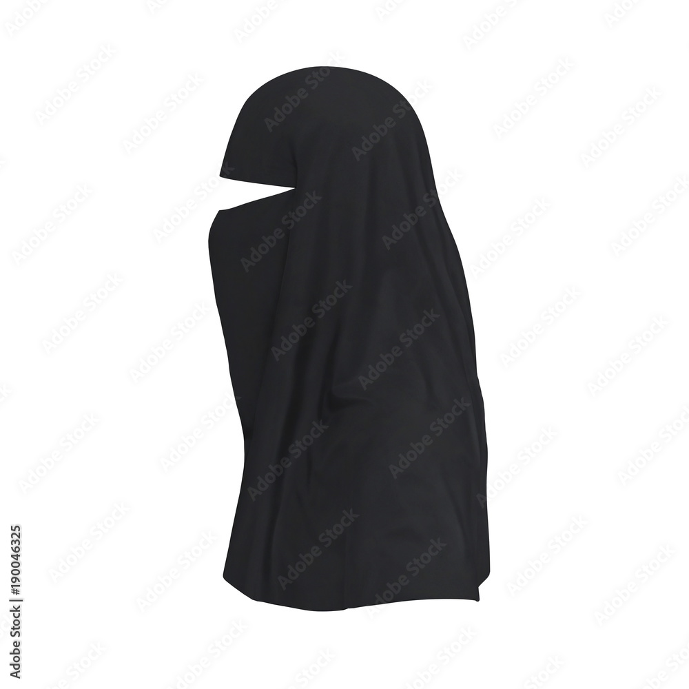 Muslim Islamic Women Burqa With Face Cover Niqab On White 3d