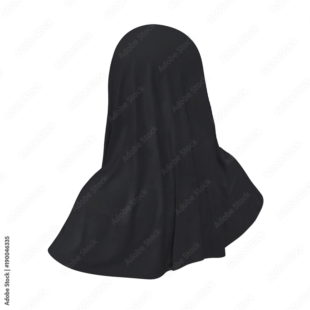 Muslim Islamic Women Burqa With Face Cover Niqab On White 3d