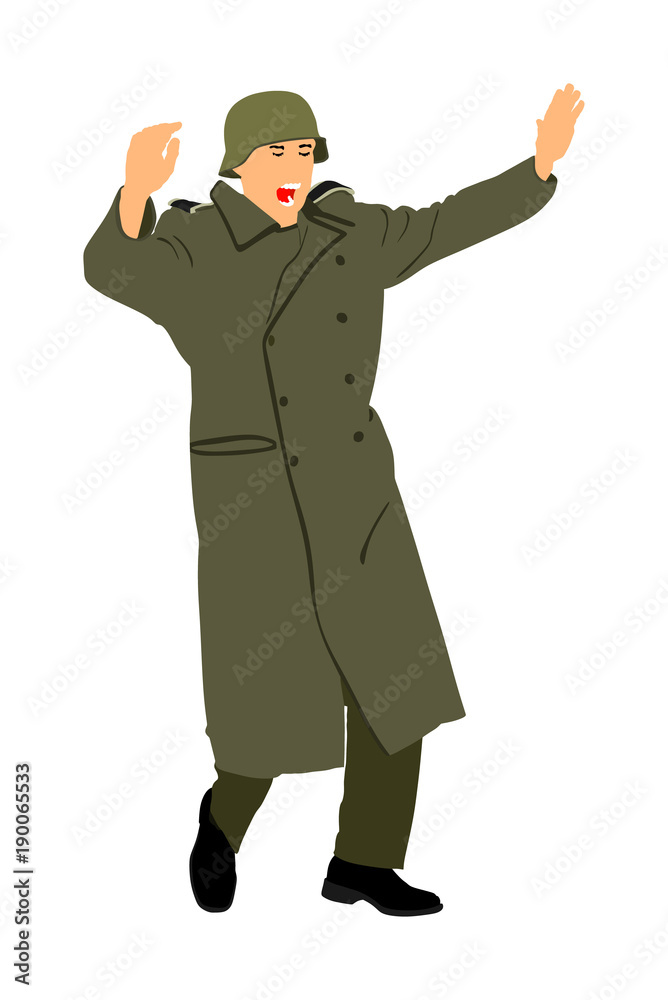 WW2 Nazi Germany soldier surrendering vector illustration isolated on ...