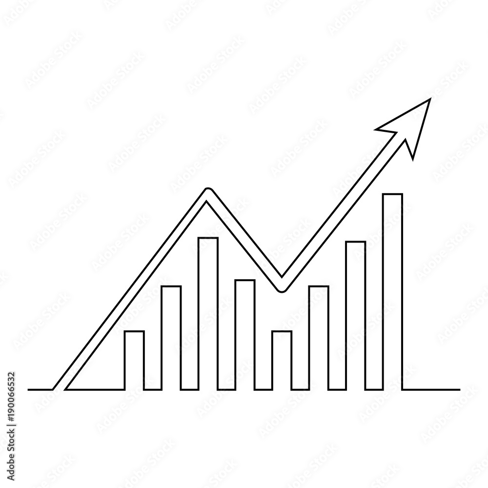 Continuous line drawing of graph icon isolated on white background ...