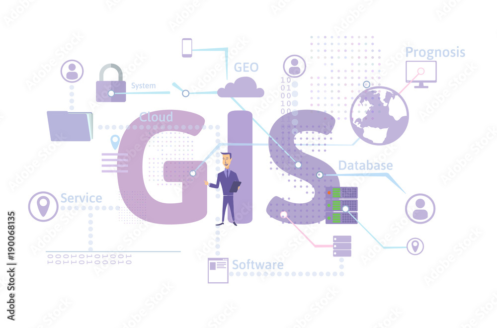 GIS Software Concept, Geographic Information System. Vector ...