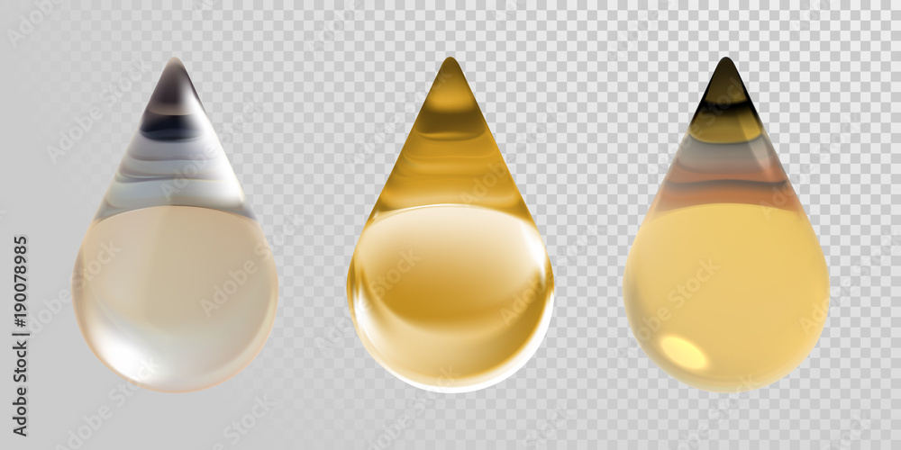 Water drops isolated on transparent background. Vector 3d realistic ...