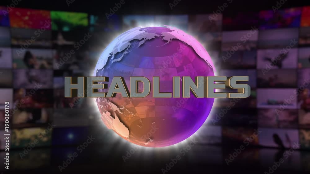 Vidéo Stock Headlines On Screen 3D Animated Text Graphics Over Spinning ...