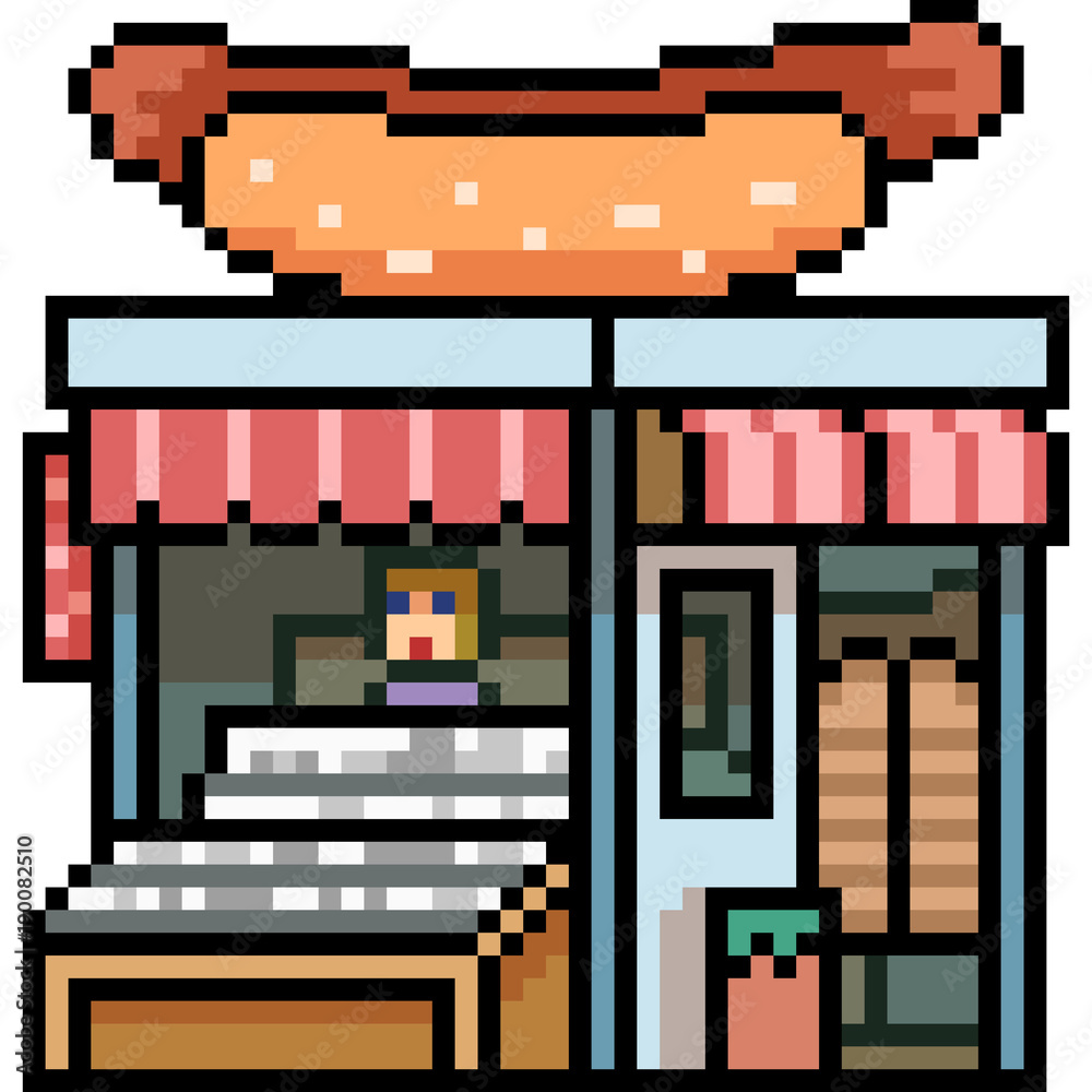 vector pixel art building shop Stock Vector | Adobe Stock