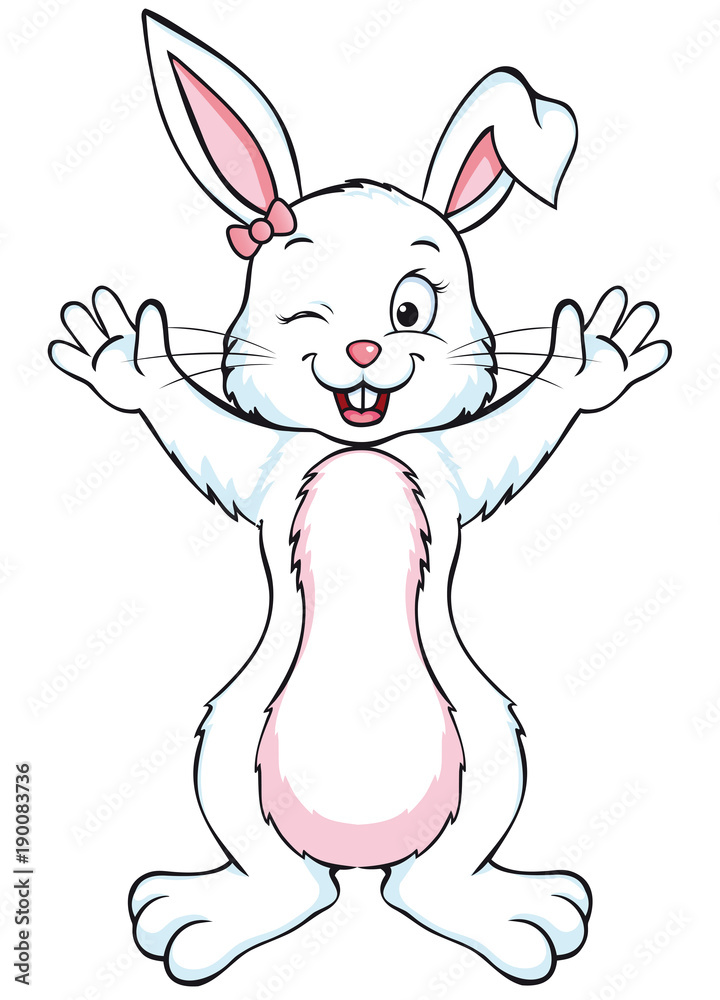 Cute Easter Bunny Girl is happy Icon Stock Vector | Adobe Stock