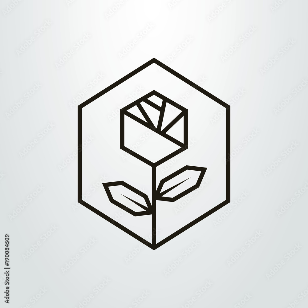 Black And White Simple Geometric Line Art Rose Flower Icon Stock Vector Black And White Simple Geometric Line Art Rose Flower Icon Stock Vector
