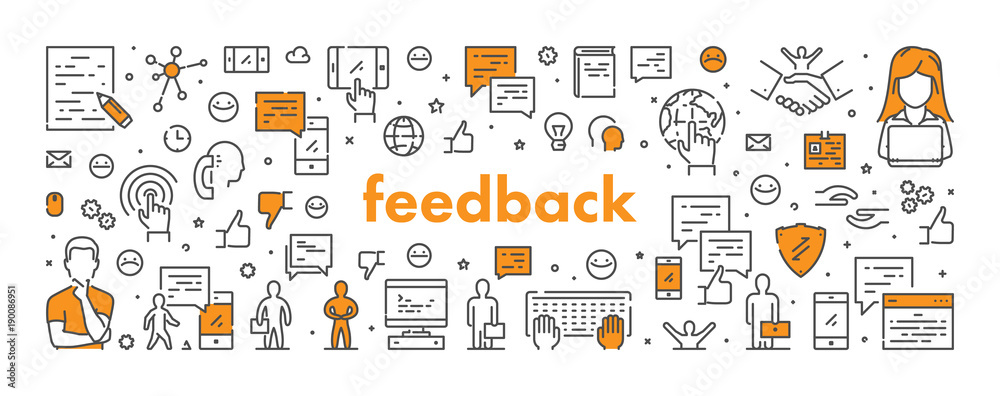 Vector line web banner for feedback Stock Vector | Adobe Stock