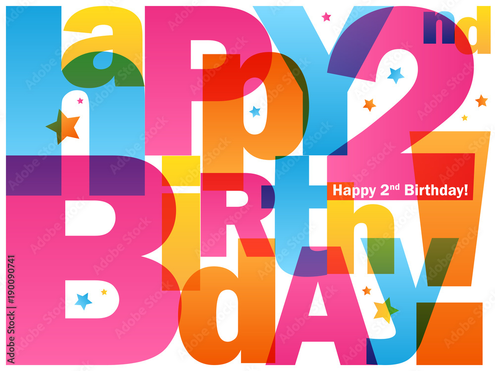 HAPPY 2nd BIRTHDAY Card Stock Vector | Adobe Stock