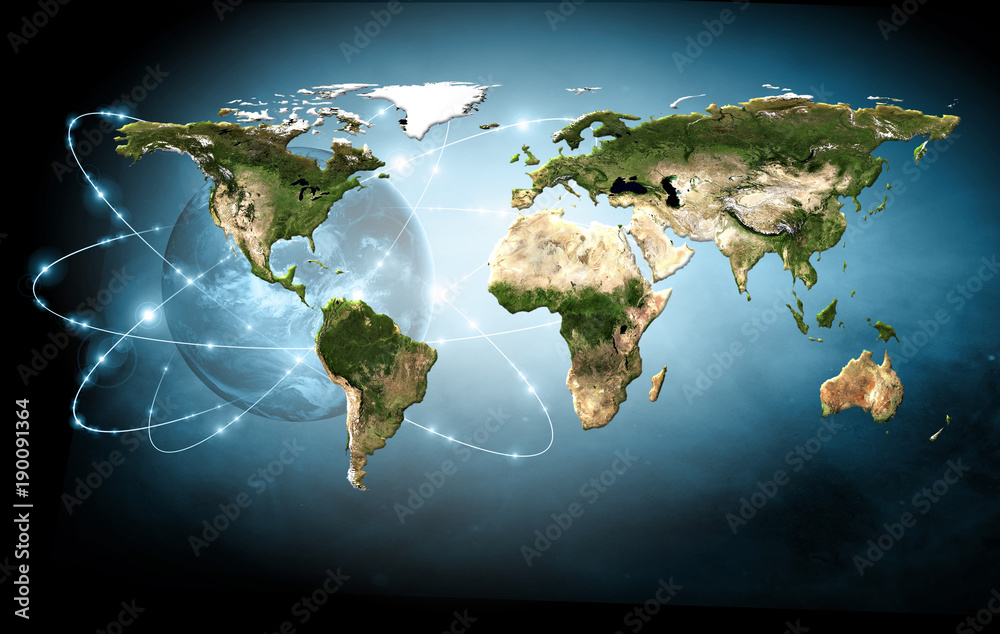Physical world map illustration. Elements of this image furnished by ...