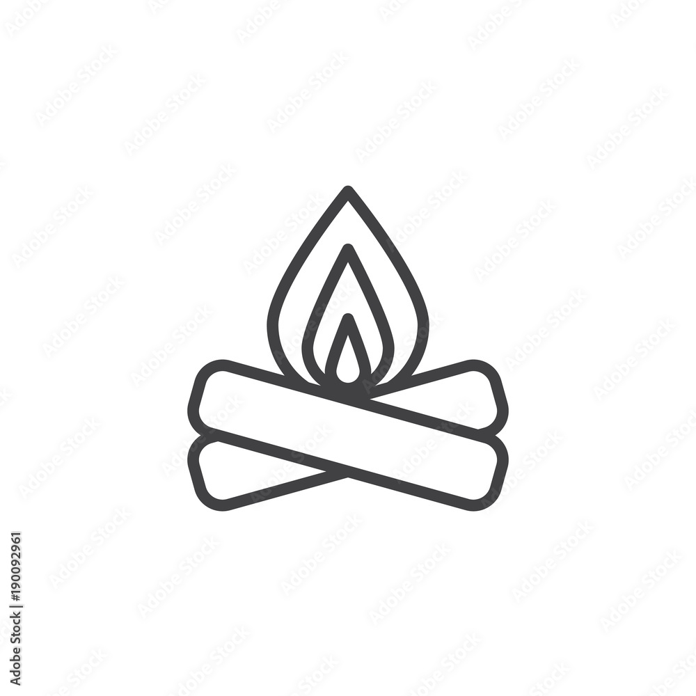 Campfire line icon, outline vector sign, linear style pictogram ...