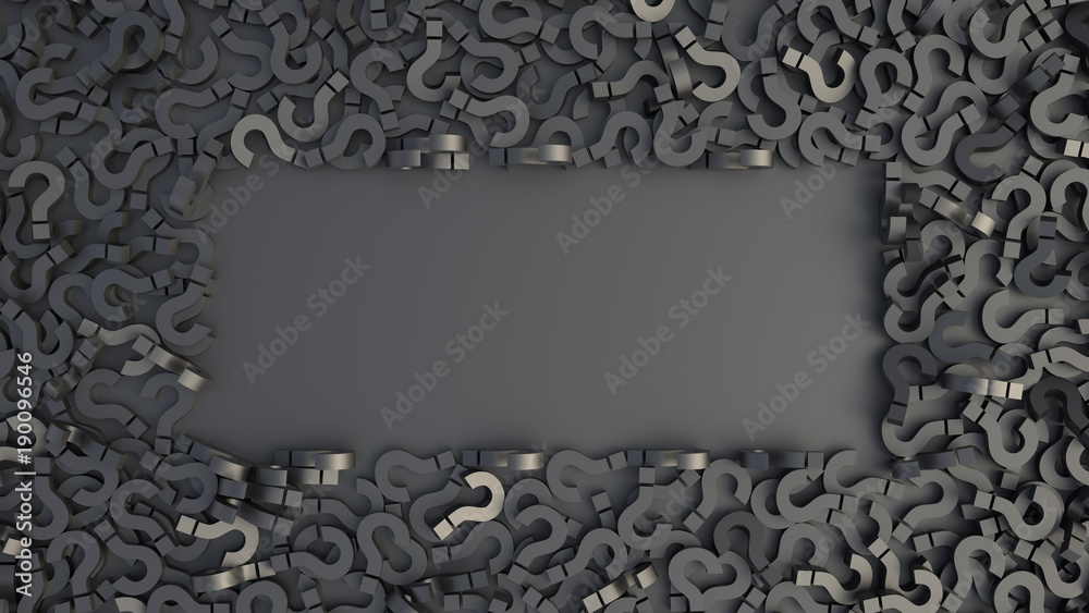 A lot of black question marks with black background in center for your ...