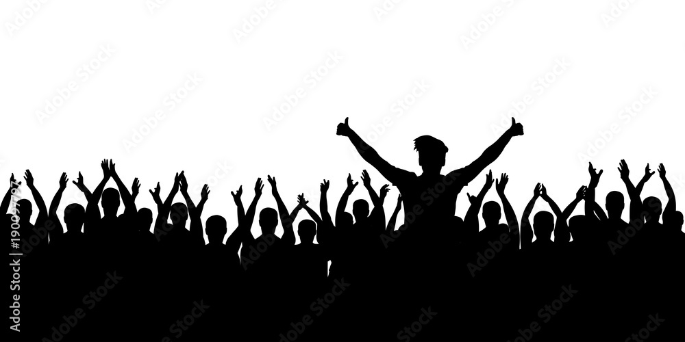 Cheering Crowd Silhouette Vector