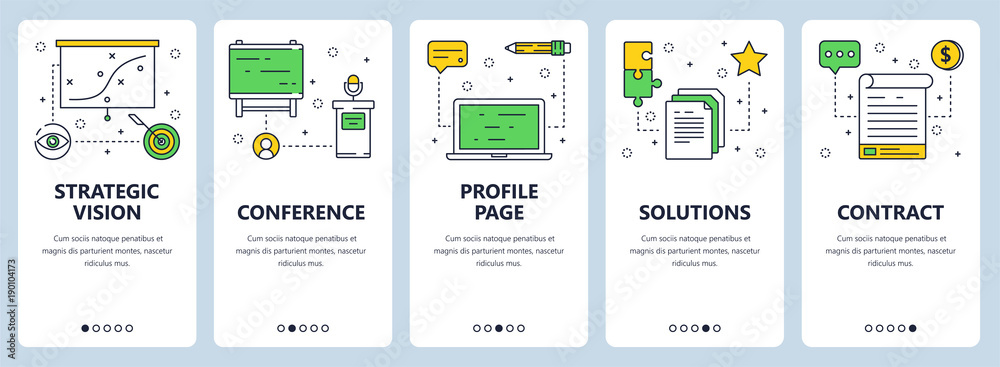 Vector modern thin line strategic vision concept banner set Stock ...