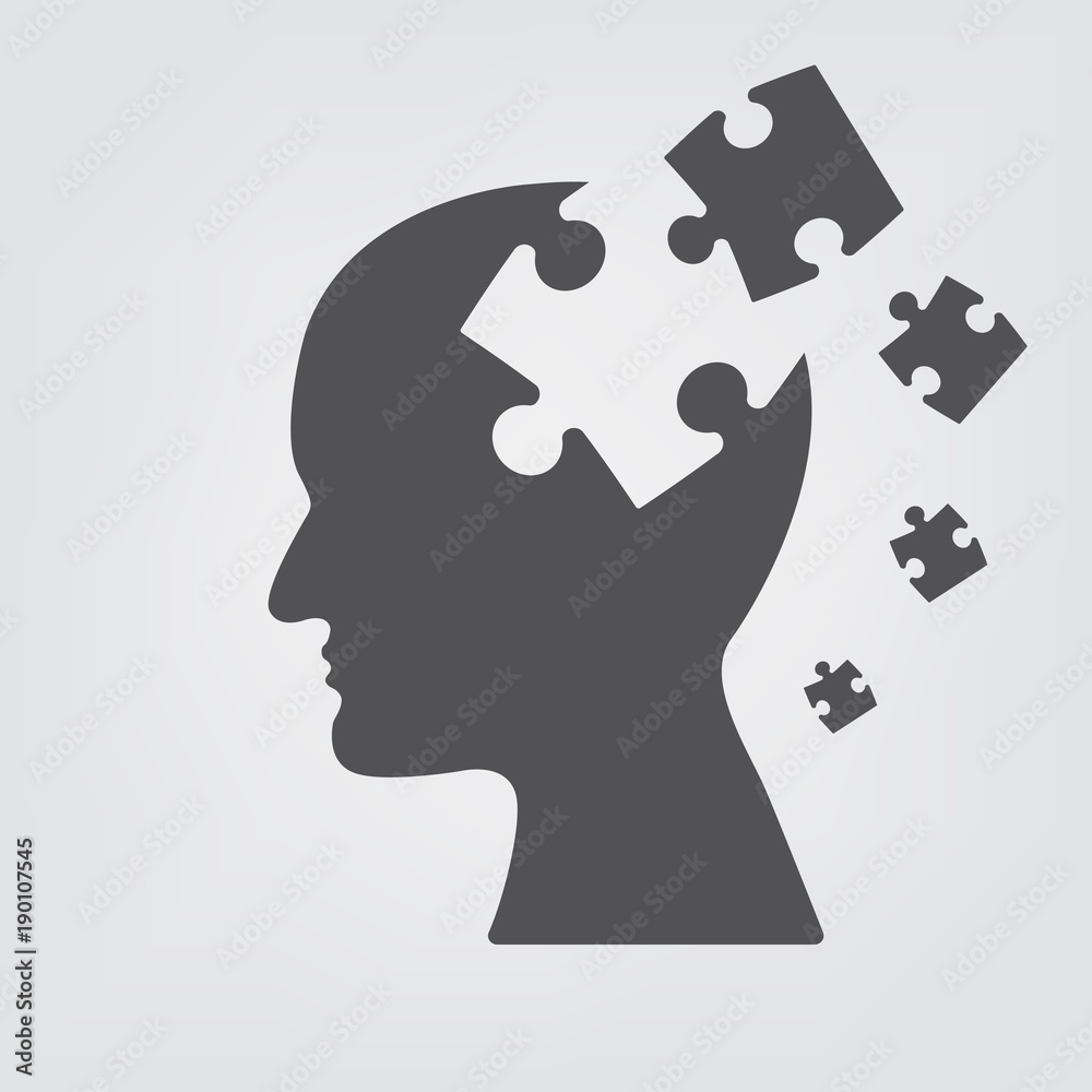 People head with puzzles for psychology. Business concept of mind ...