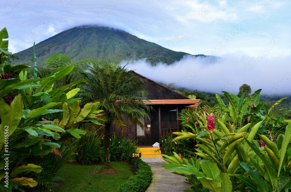 The perfect cone of the Arenal Volcano, La Fortuna,Costa Rica Stock ...