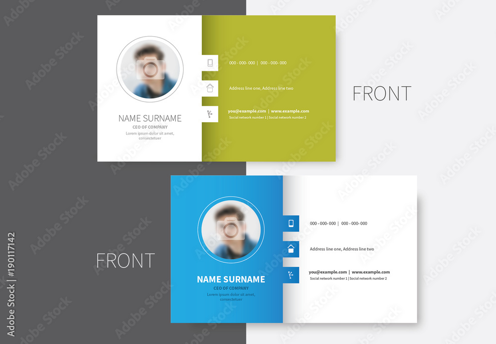 Colored Sidebar Business Card Layout Stock Template | Adobe Stock
