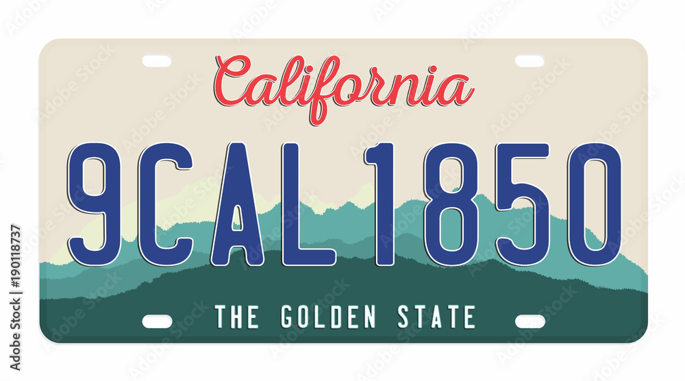 License plate isolated on white background. California license plate ...