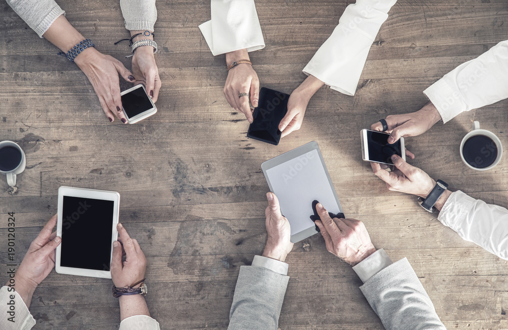 People are holding their mobiles on their hand Stock Photo | Adobe Stock