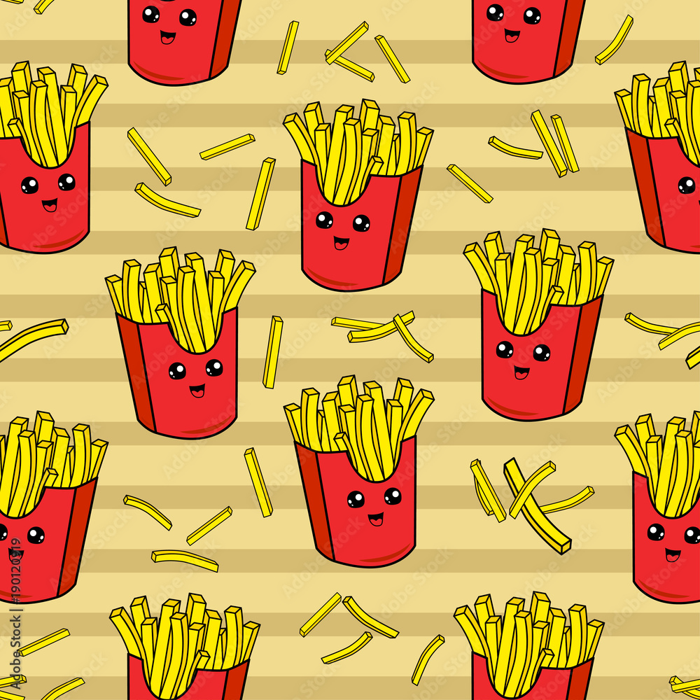 Cute kids french fries pattern for girls and boys. Colorful french ...