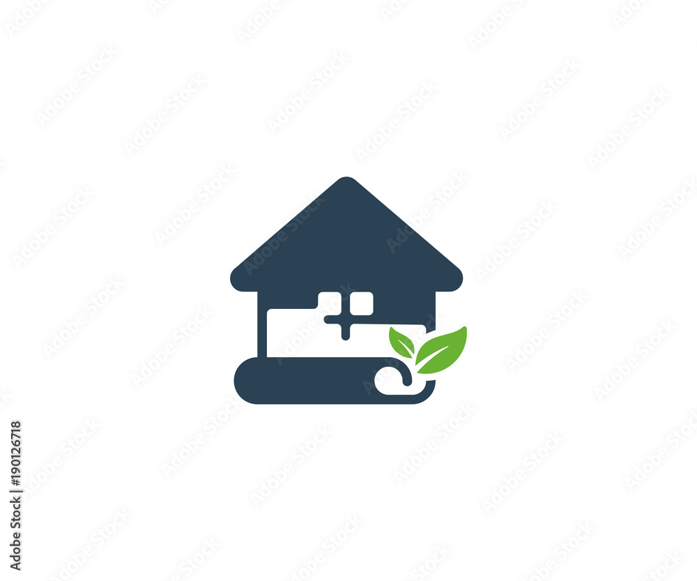 House plan and leaves logo template. Paper house plan vector design ...