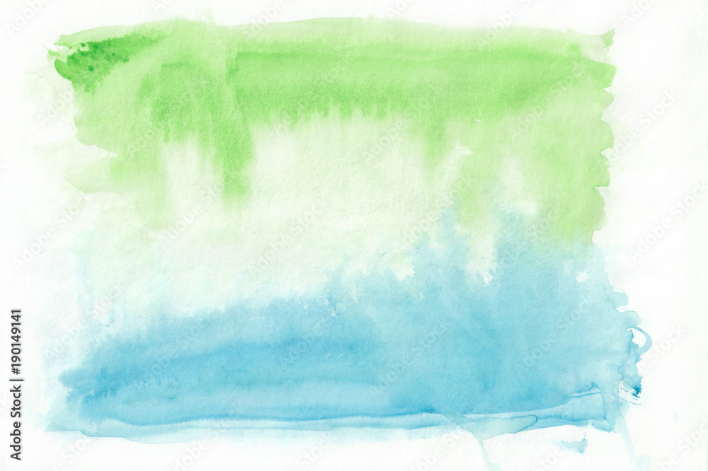 Green watercolour gorizontal gradient background painted on the special ...