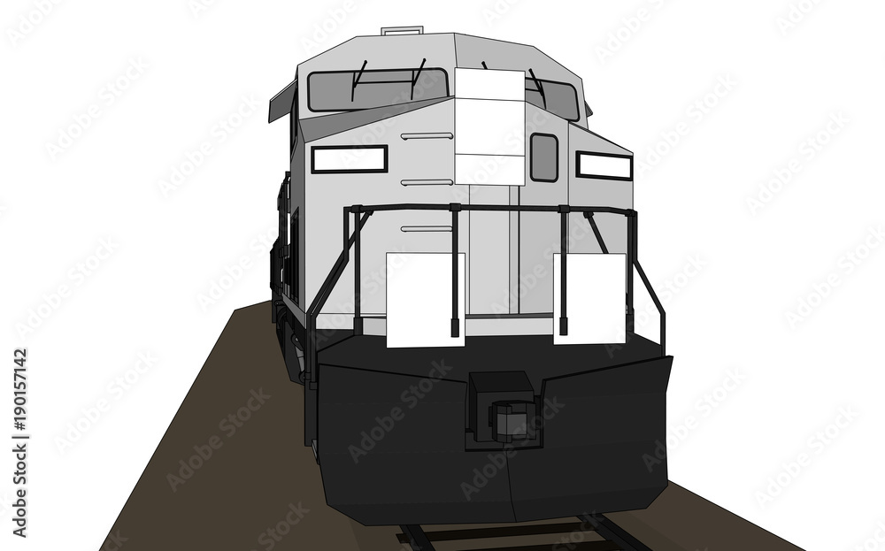 Modern diesel railway locomotive with great power and strength for ...