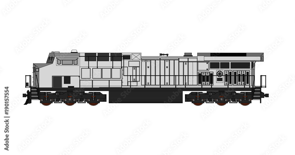 Modern diesel railway locomotive with great power and strength for ...