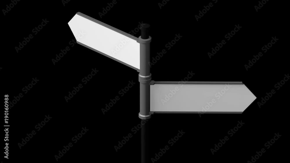3D signpost (roadsign) with two arrows on black background - animation ...