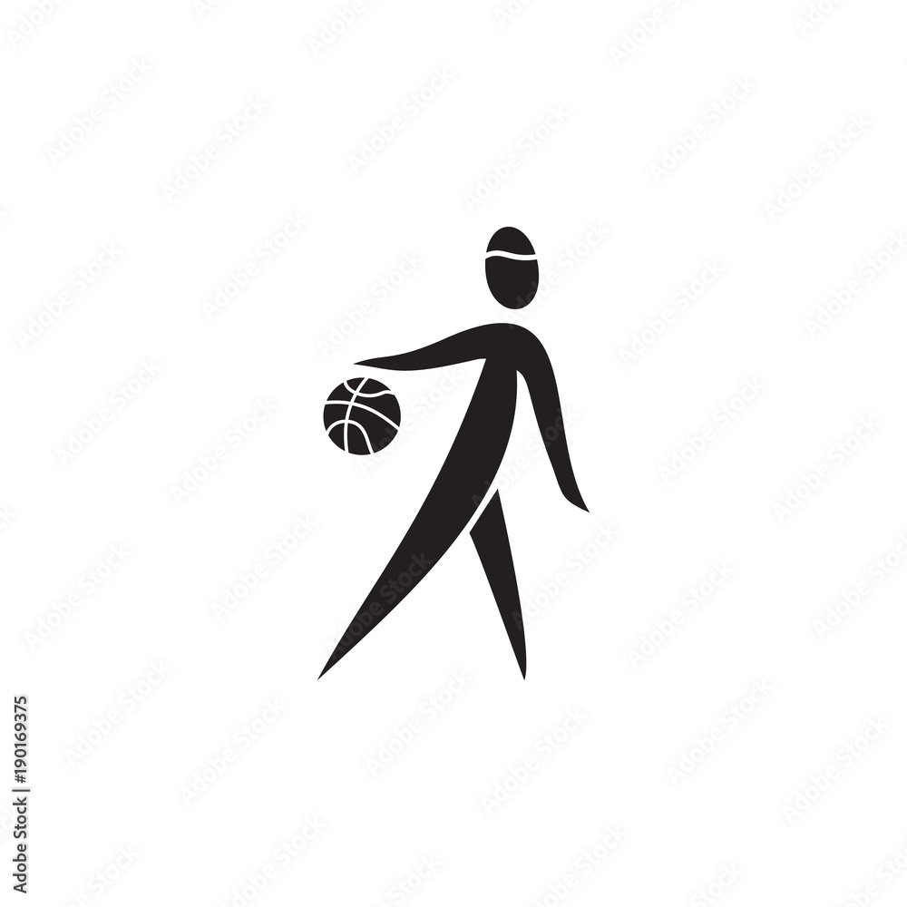 Vetor de basketball player with a ball icon. Element of figures of ...