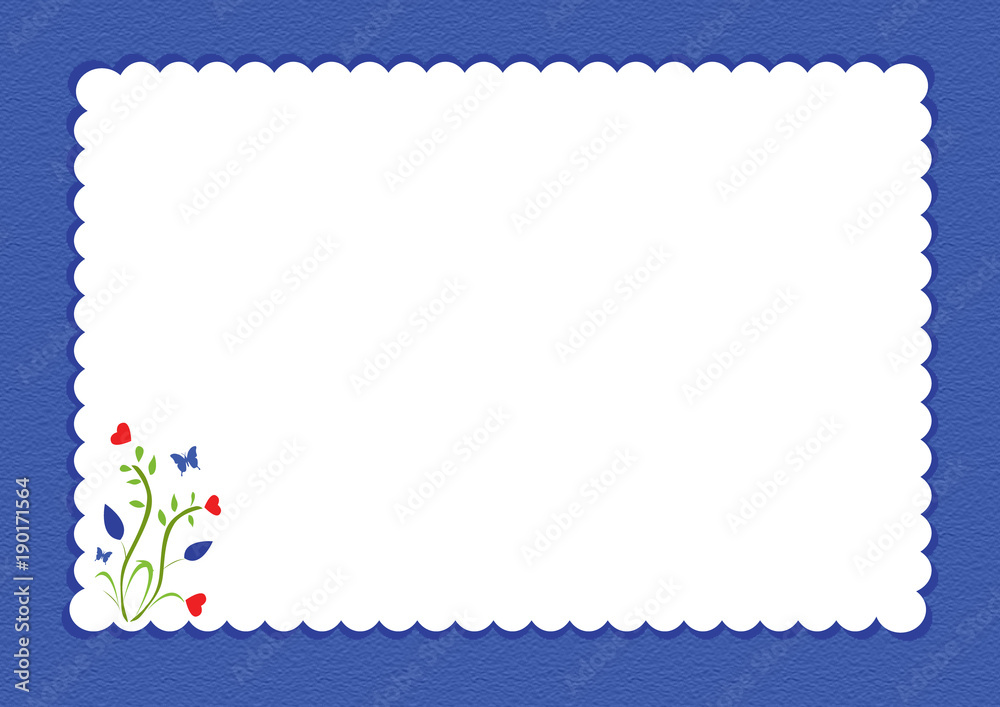 Blue scalloped border with floral design Stock Vector | Adobe Stock