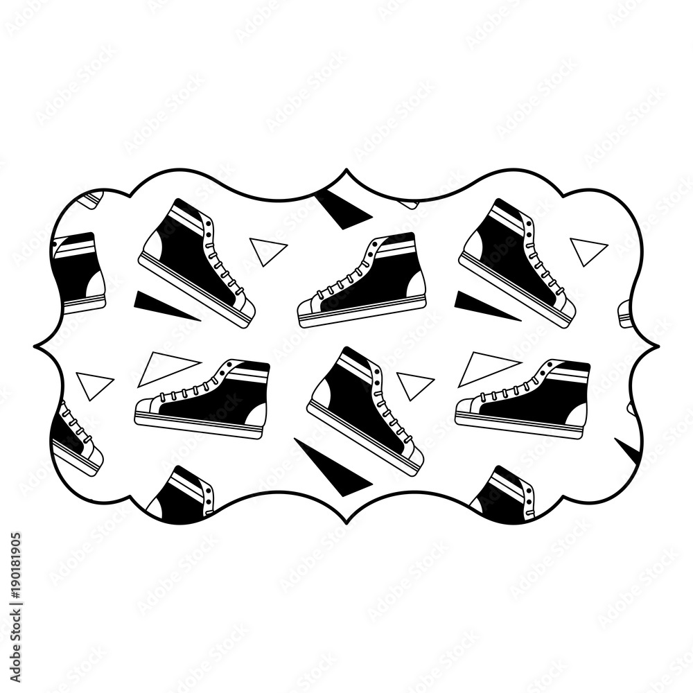 sticker retro classic sneaker shoe vintage vector illustration black ...