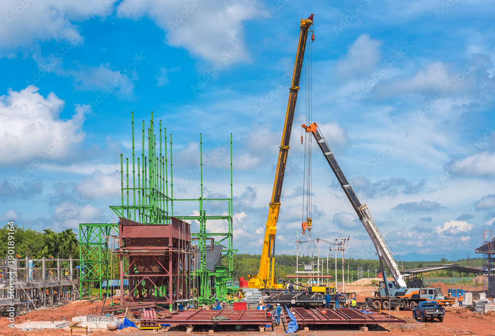 Power plant at boiler zone during construction site in Thailand. Stock ...