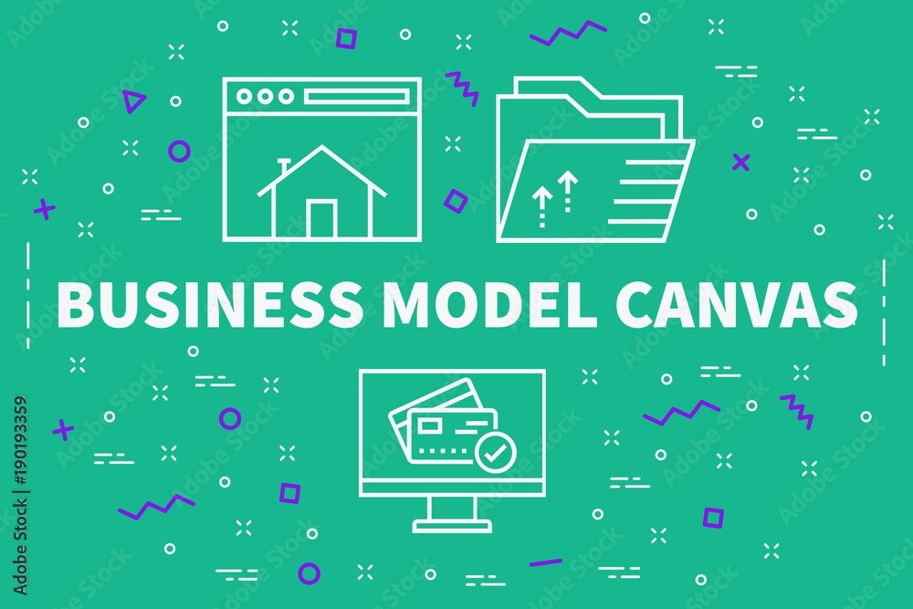 Conceptual business illustration with the words business model canvas ...