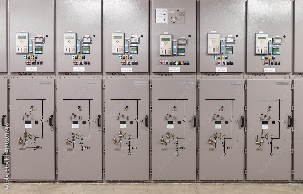 Electrical switchgear,Industrial electrical switch panel at substation ...