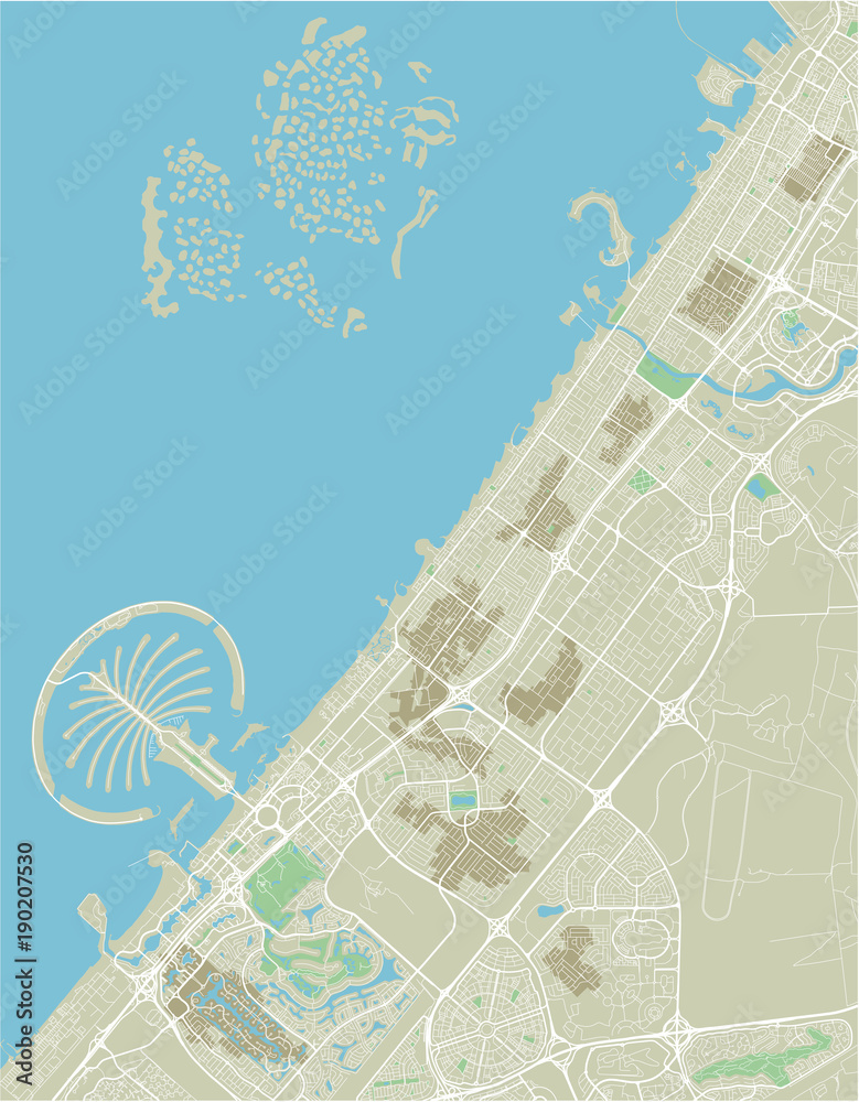 Vector city map of Dubai with well organized separated layers. Stock ...