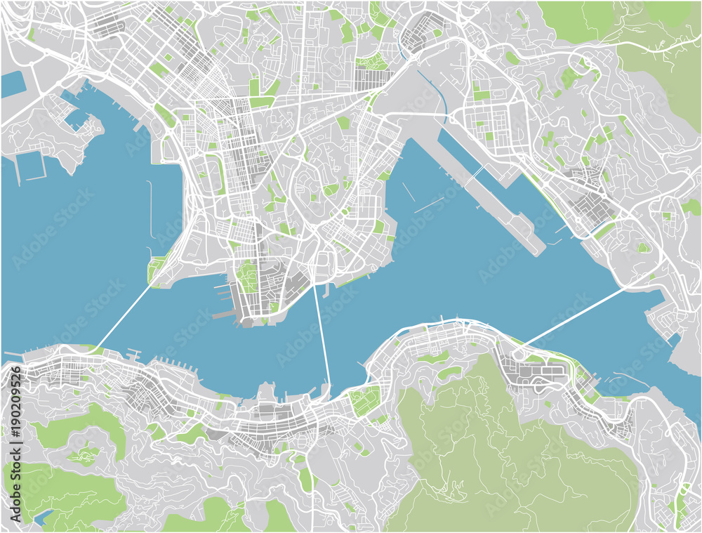 Vector city map of Hong Kong with well organized separated layers ...