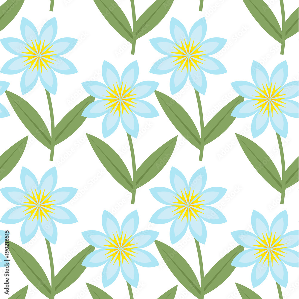 Cute blue flowers seamless pattern. Spring floral repeating textures ...