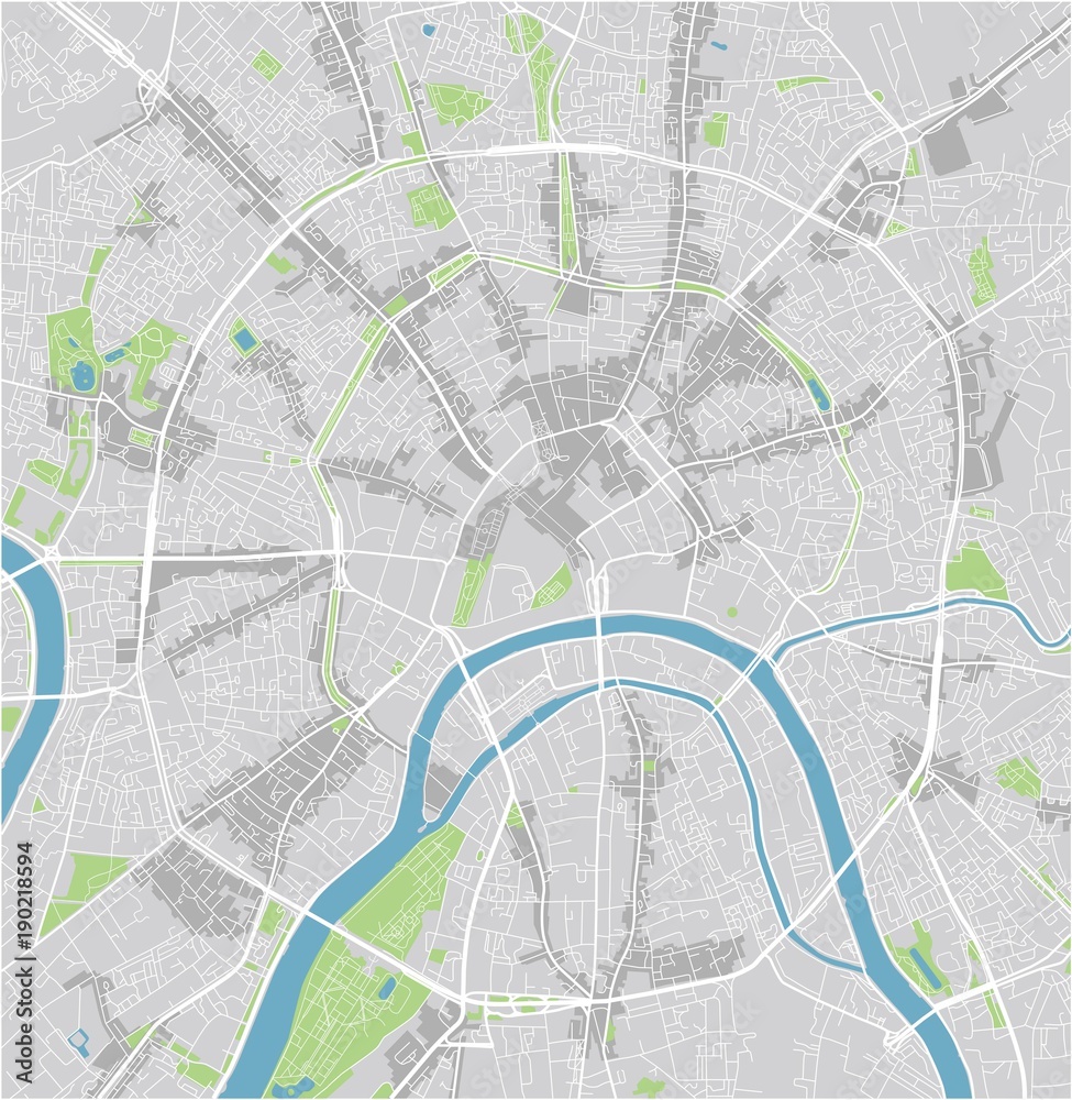 Vector city map of Moscow with well organized separated layers. Stock ...