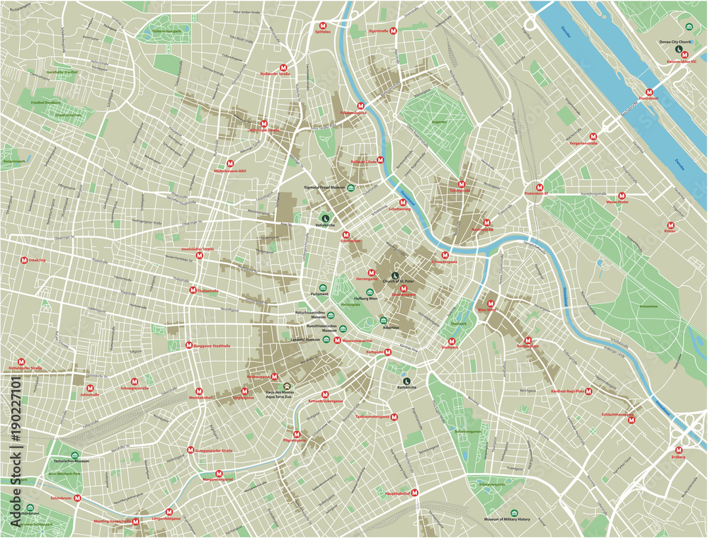 Vector city map of Vienna with well organized separated layers. Stock ...